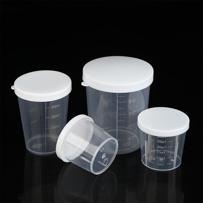 TJ 10Pcs/Set 20/30/50/100ml Clear Liquid Pill Measuring Cups With Lids ...