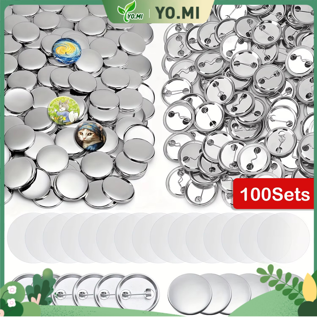 100 Set Pin Back Button Parts Blank Smoothing Metal Clip Button Making ...