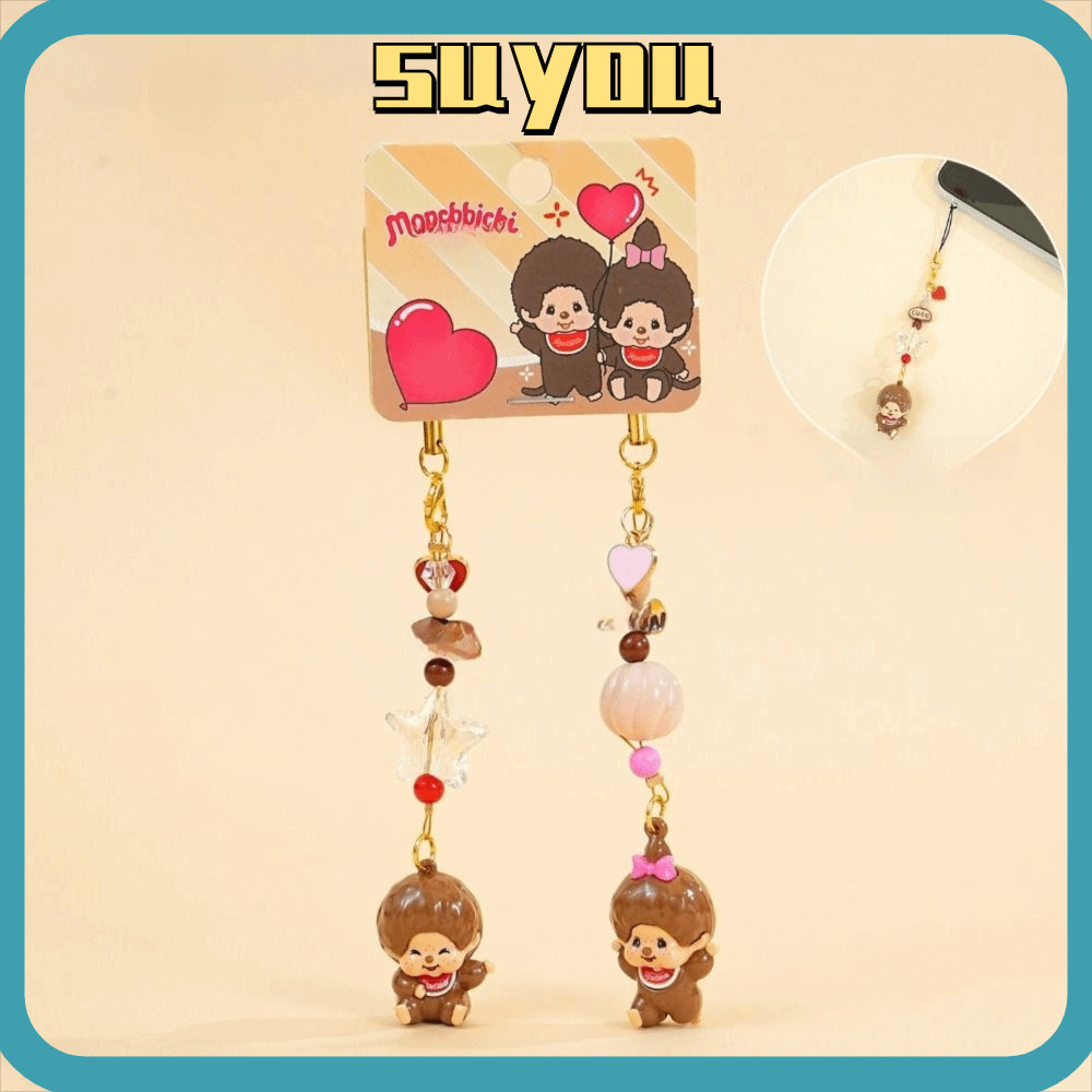 SUYO Monchichi Phone Charms Pendant, Mini Beaded Buckle Bag Charms ...