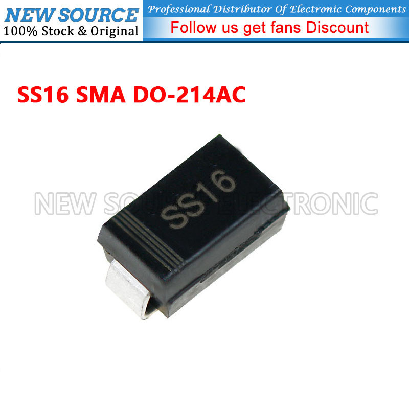 [20-100pcs] SS16 SMA DO-214AC Fast Rectifier SMD Schottky Diode New ...