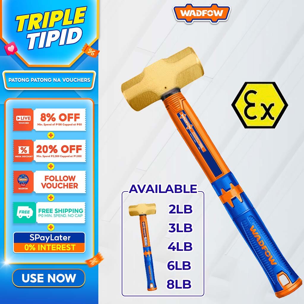 Wadfow Non-Sparking Sledge Hammer w/ Fiberglass Handle 2LB/900g-8LB ...
