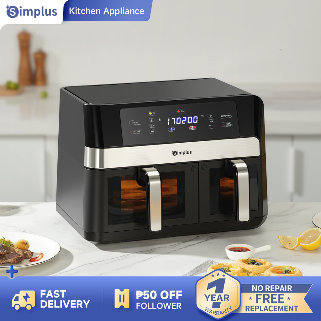 Simplus Air Fryer Dual Baskets 10L Ultra Large Capacity LCD Screen ...