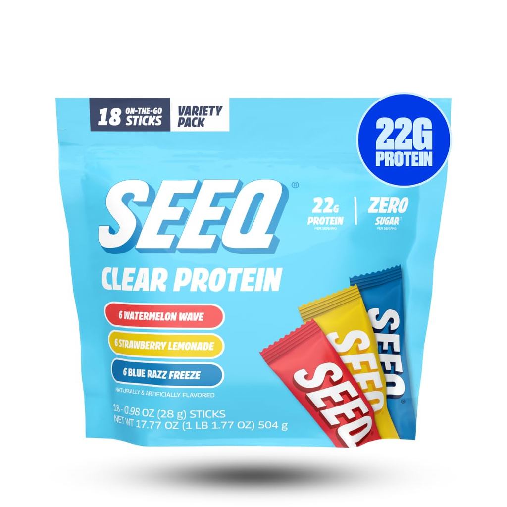 SEEQ Transparent Protein Powder Sample Pack - 18 Portable Stick - 22 ...