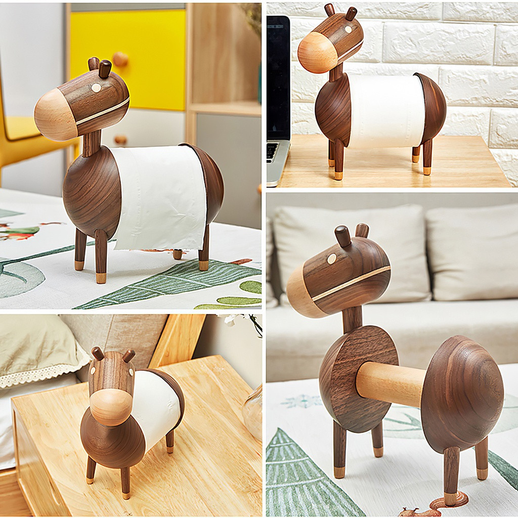 Wood Donkey Tissue Holder Cartoon Donkey Toilet Paper Dispenser ...