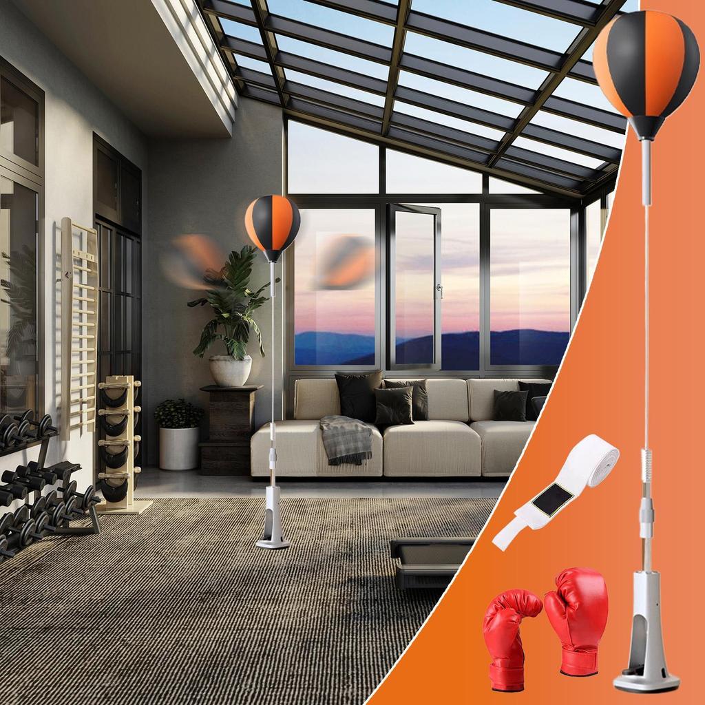 Height Adjustable Boxing Reflex Ball Speed Bag with Spring Base Strong ...