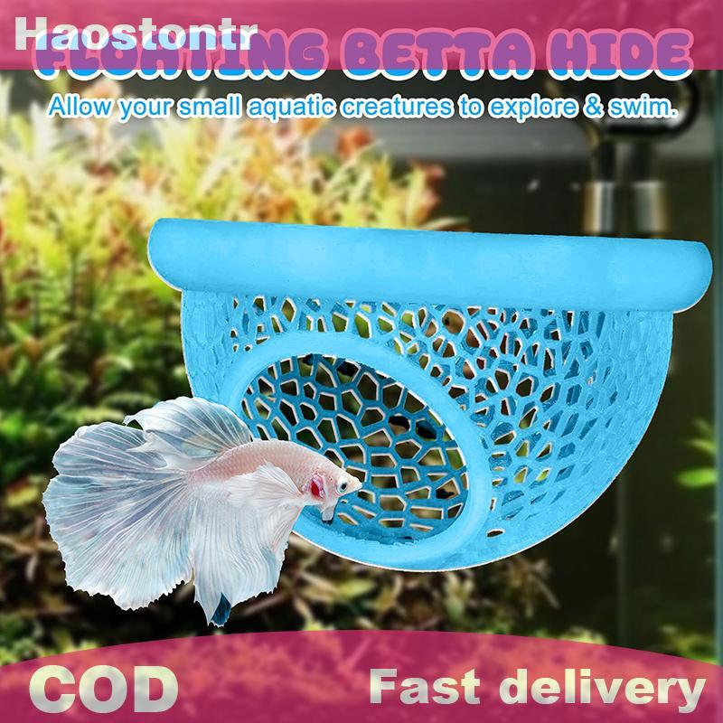 haostontr Floating Betta Hide & Shrimp Cave – 3-in-1 Aquarium Hammock ...