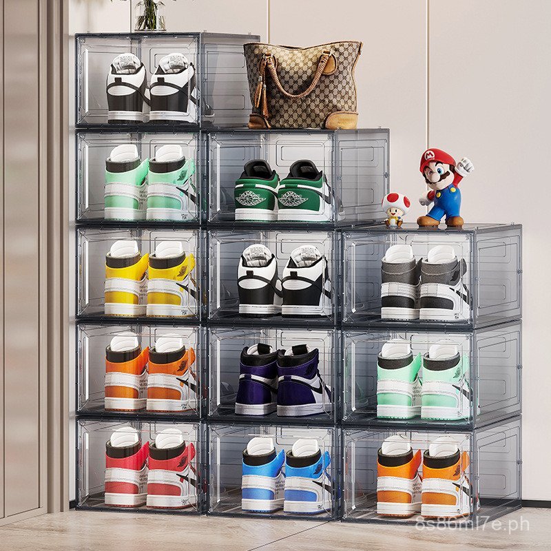 Thickened Side-Opening Shoe Box Storage Box Transparent Sneaker Storage ...