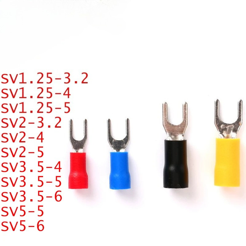 100Pcs Insulated Fork Spade Wire Connectors U Type Electrical Crimp ...