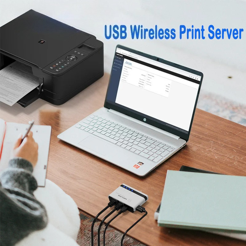 USB Wireless Print Server 10/100Mbps LAN/Bridge Support Wired ...