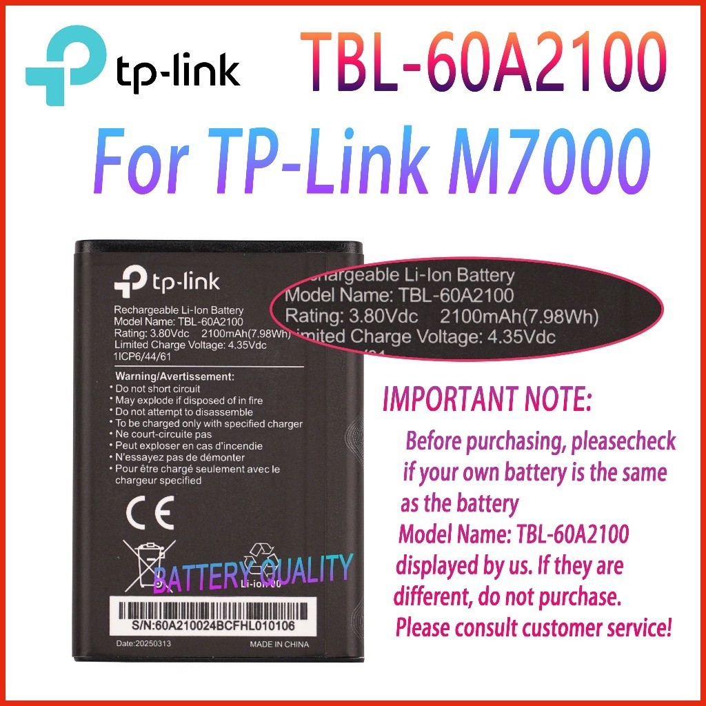 New Original TBL- 60A2100 batteries 2100mAh For TP-LINK M7000 4G LTE ...