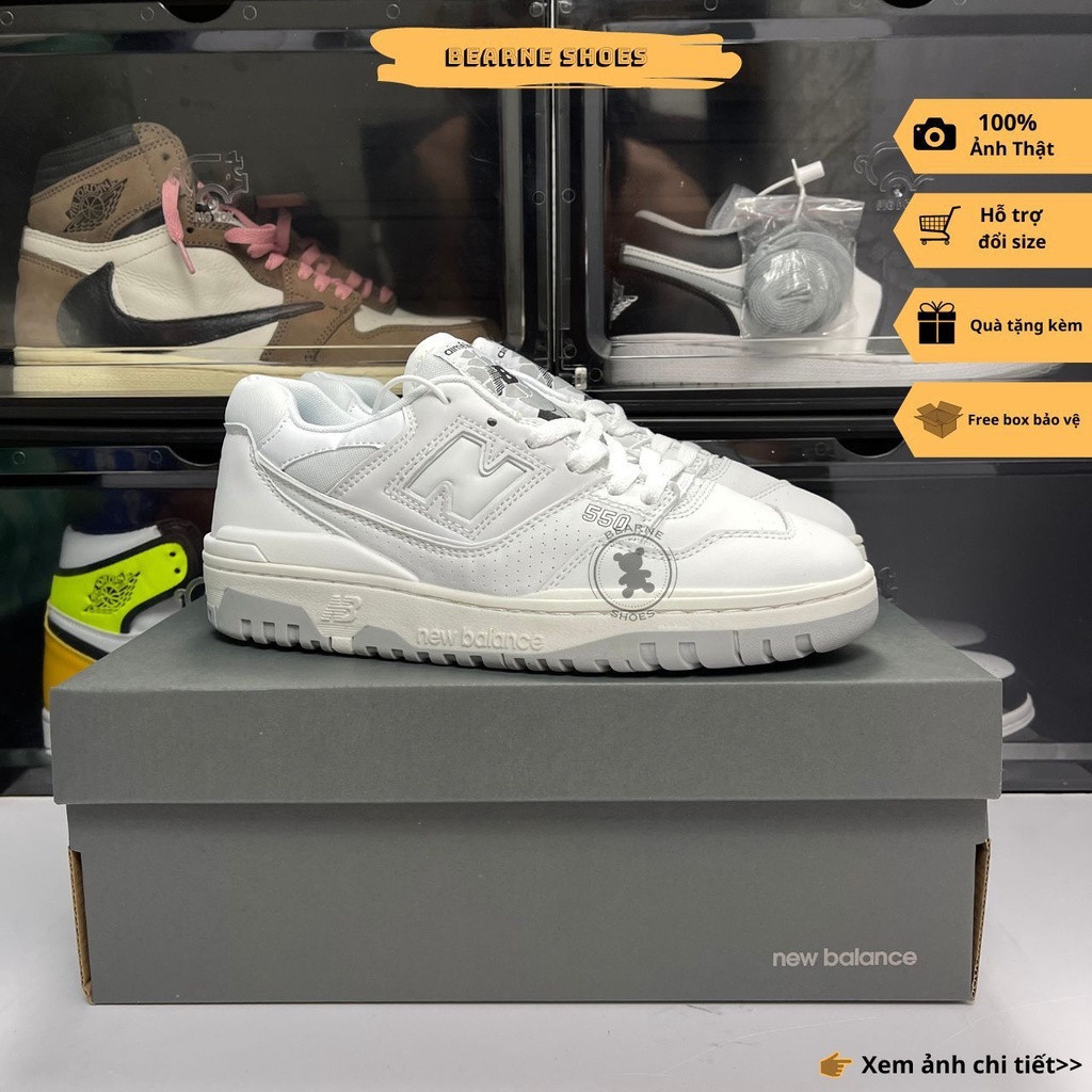 Men's and Women's Soes New Balance 550 Wite and ray NB 550 | All wite ...