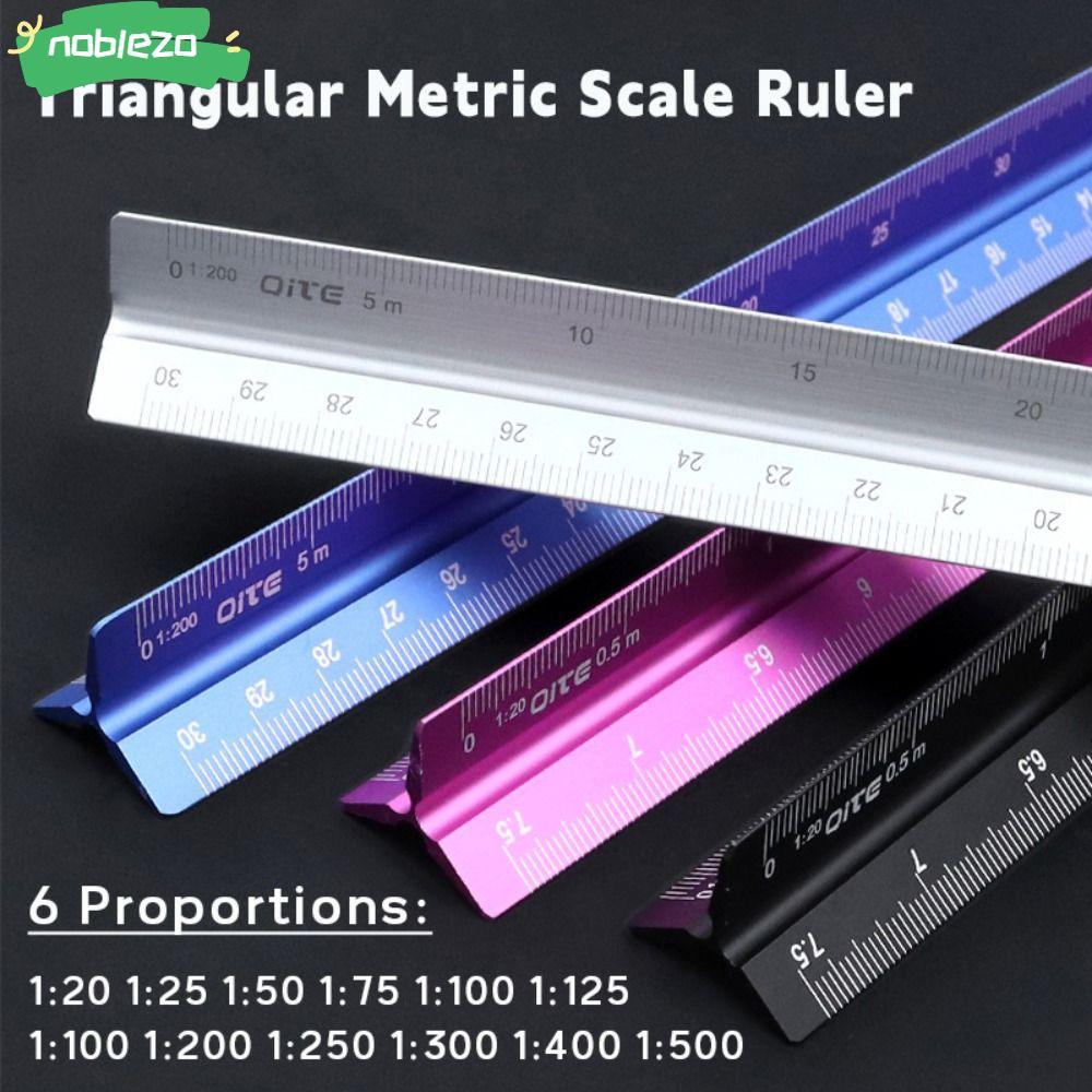 NOBLEZO Triangular Scale, Metal/Plastic Drafting Measure Tool ...