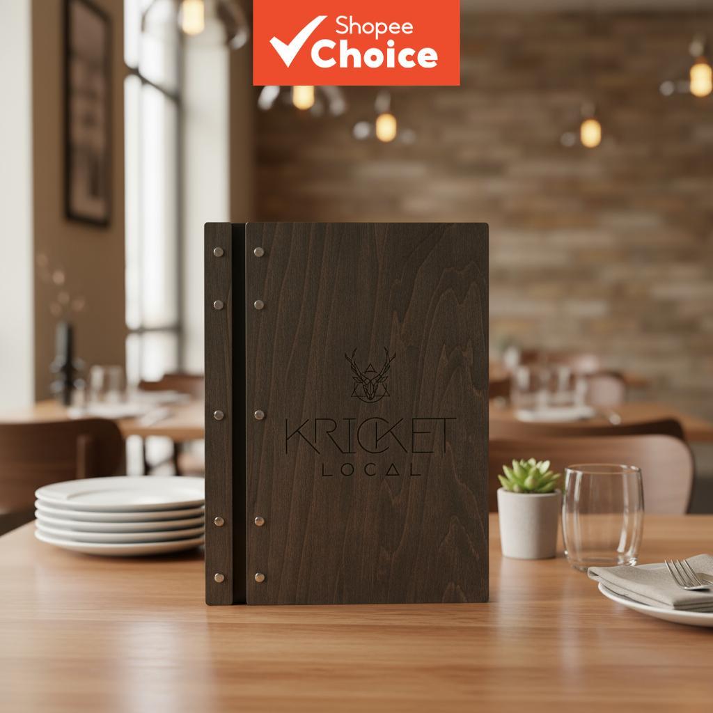 Durable wooden menu folder, designed for bars, restaurants, cafes, and ...
