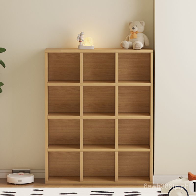 Wooden Grid Bookshelf Storage Cabinet Floor-standing Freestanding ...