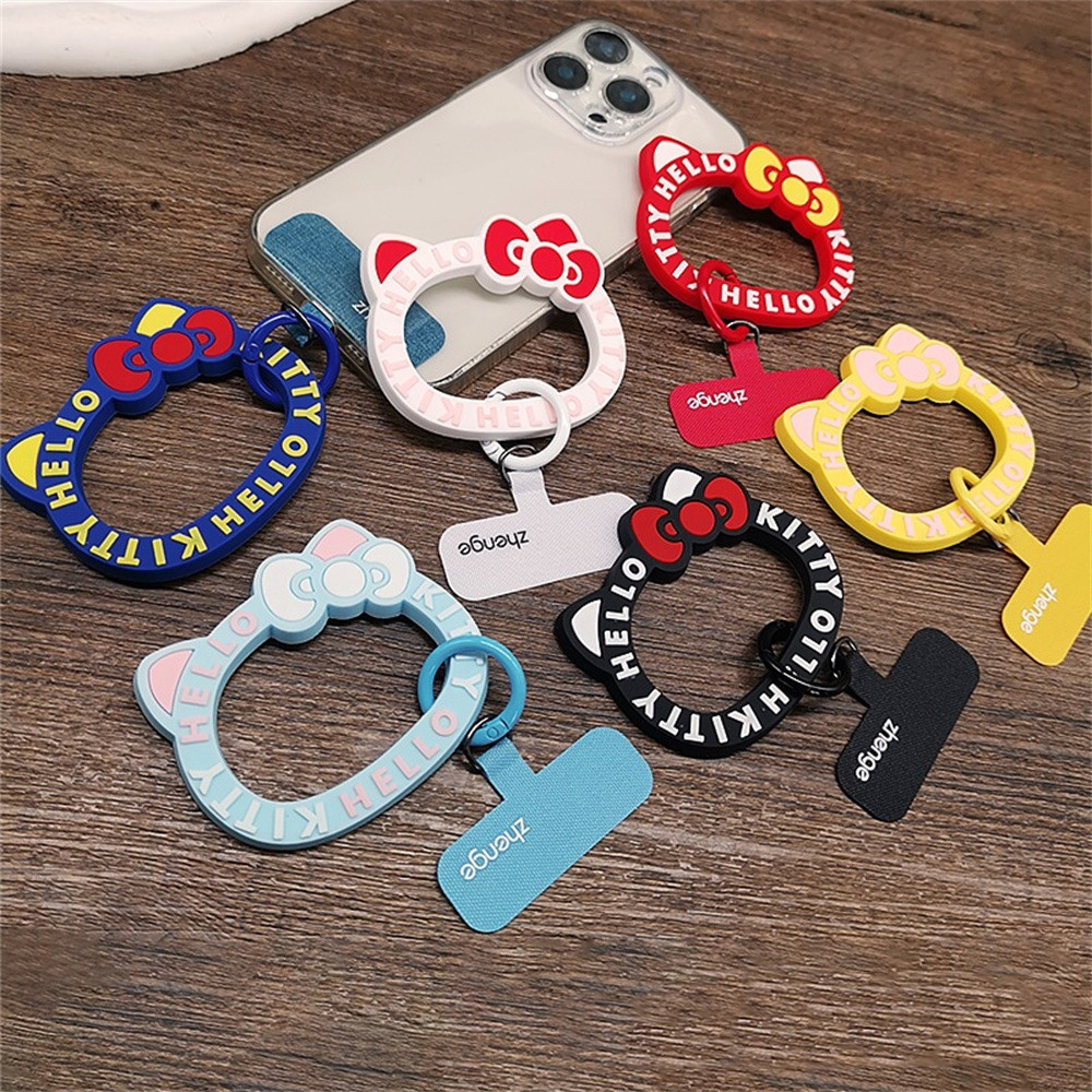 Cute Phone charm Cartoon KT Cat Car Keychain Hanging Rope Handheld ...