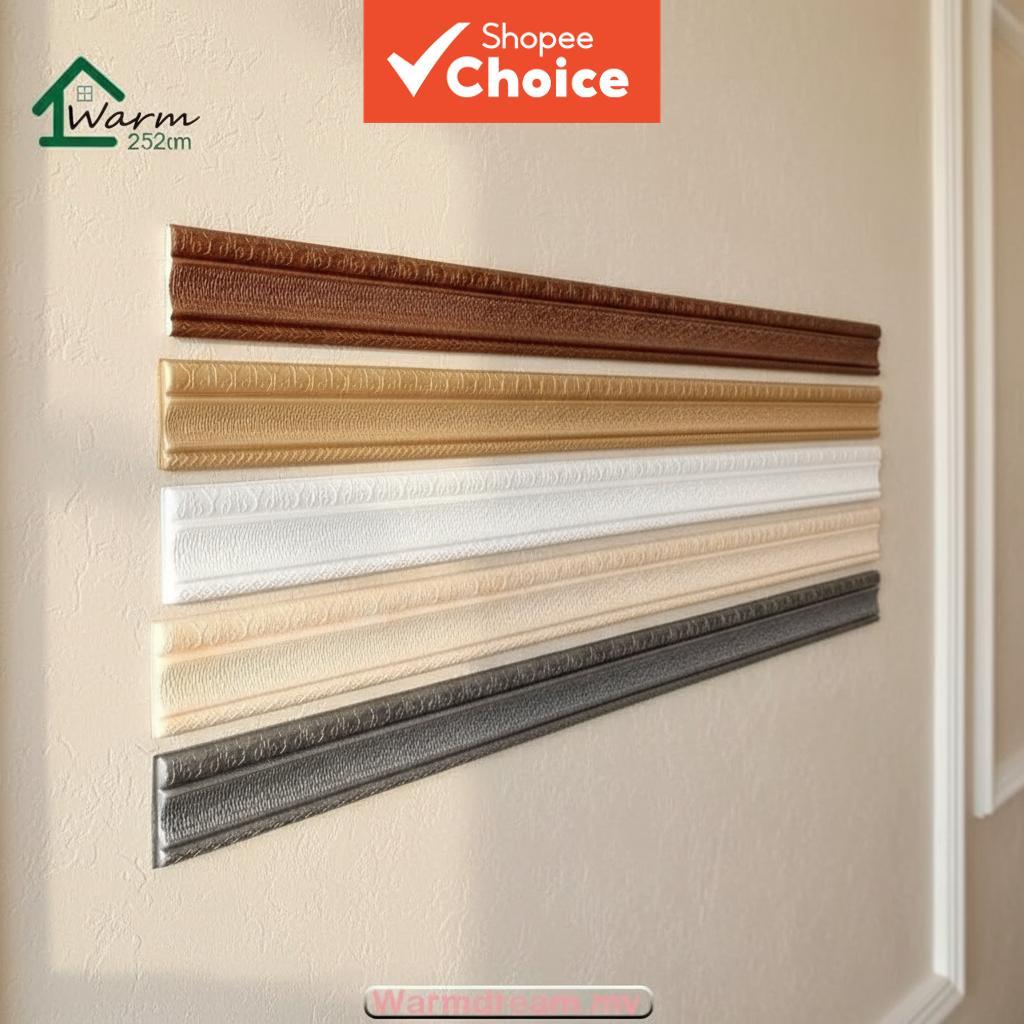 2.3m 3D Wall Border Sticker Waterproof PE Foam Self-Adhesive Trim Wall ...