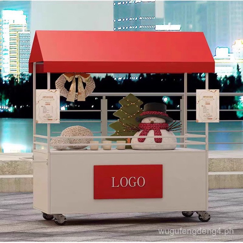 Iron Art Stall Push Cart Mobile Street Food Cart Display Stand Night ...