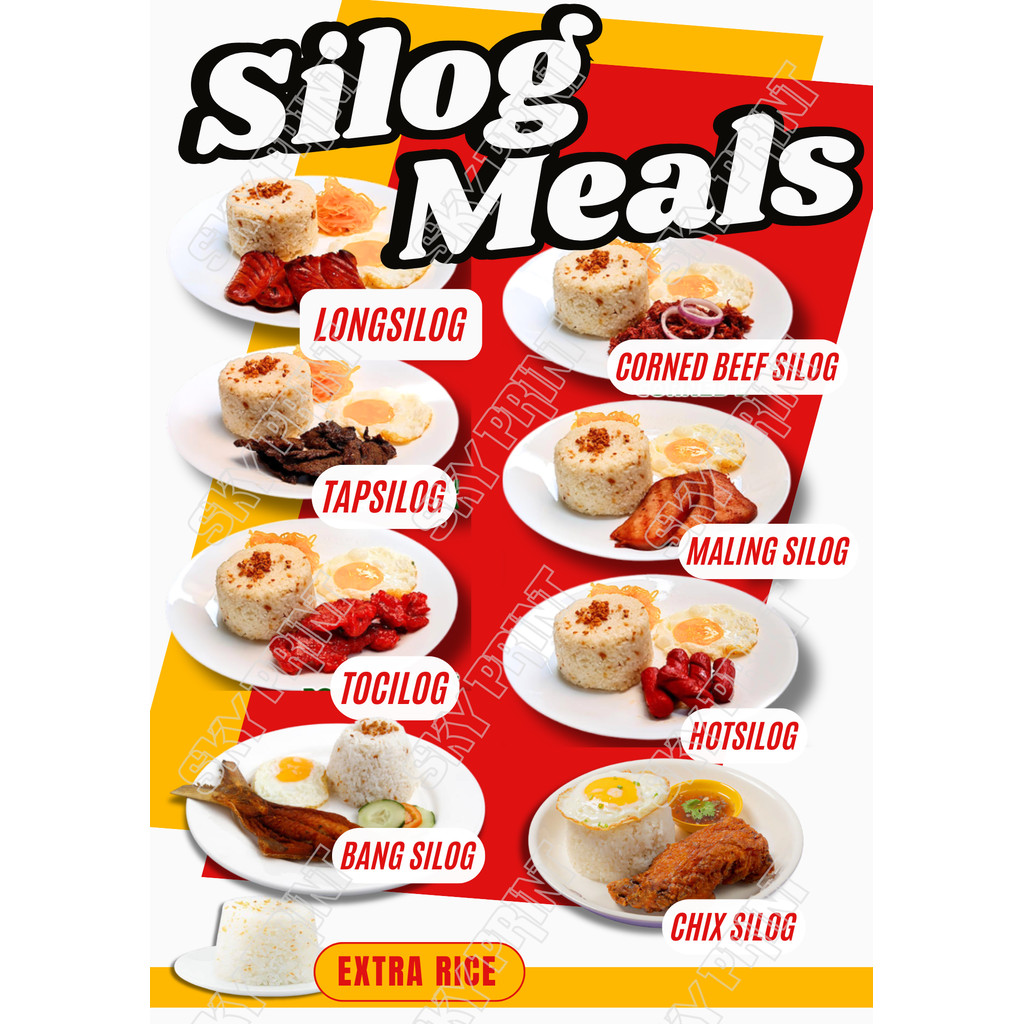 Laminated SILOG MEALS - Laminated Signage | Shopee Philippines