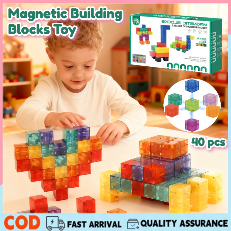 Magnetic Building Blocks Toy Set Transparent 3D Building Blocks for ...