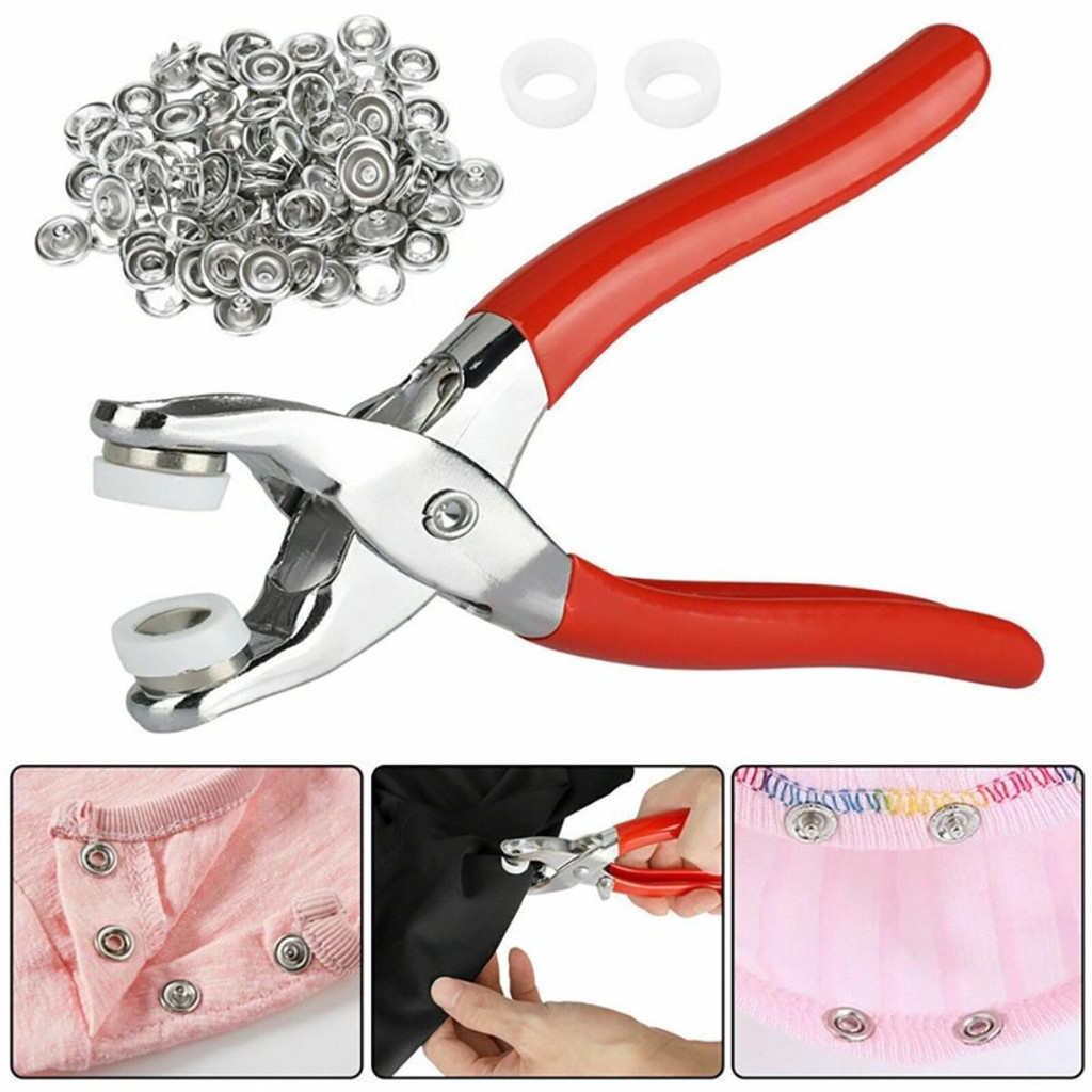 Snap Fasteners Kit Tool No-Sew Button Pliers Fastener Press Stud Button ...