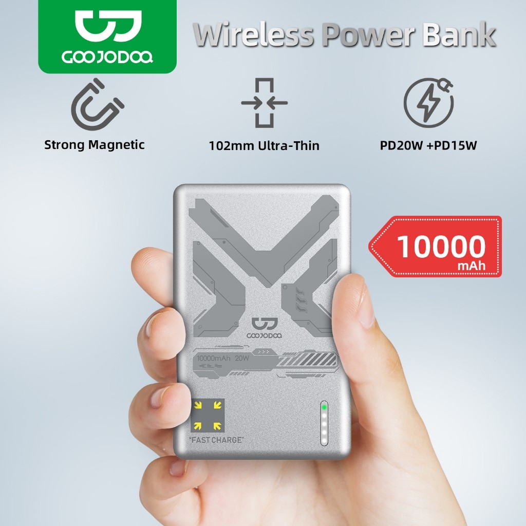 GOOJODOQ 10000 mAh Wired Wireless Powerbank for iphone Magnetic Type C ...