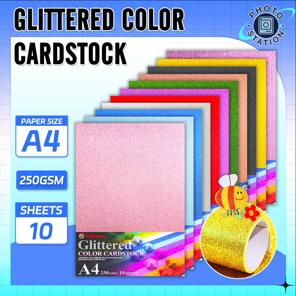 10pcs Glitter Paper Holographic Cardstock Paper Board Card Thick Color ...