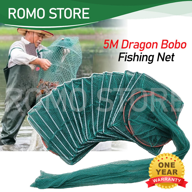 5m Dragon Bobo Fishing Net Shrimp Cage Lobster Fish Breeding Net Bobo ...