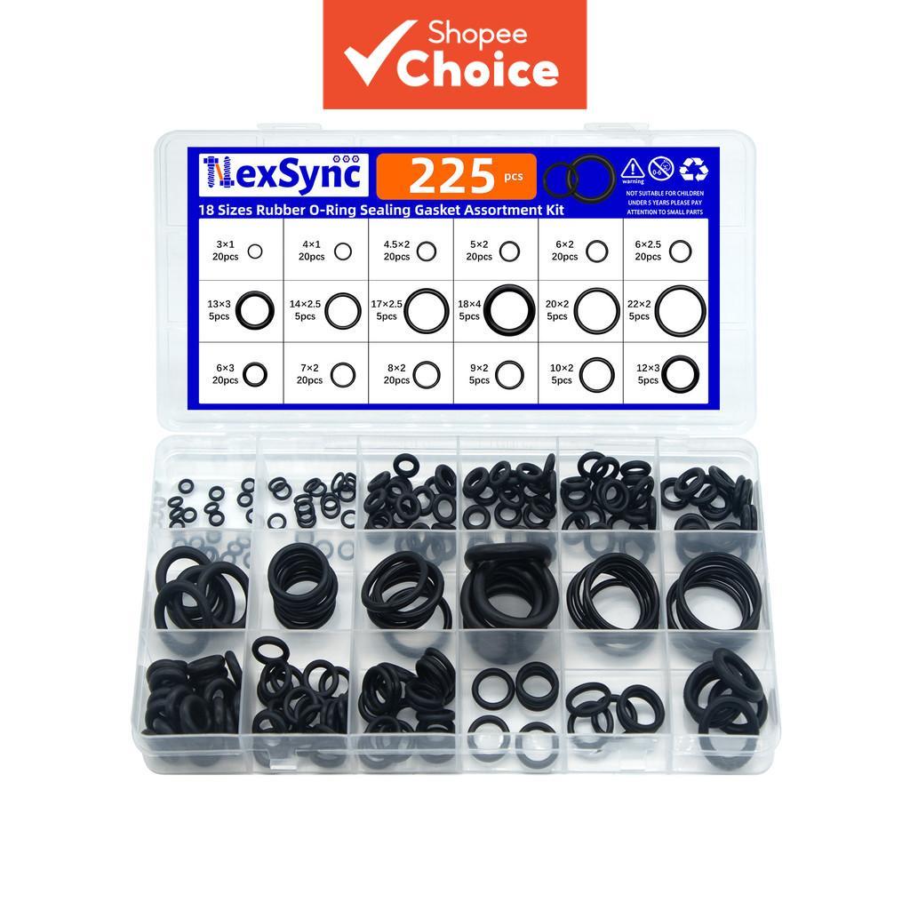 225 Pcs Rubber O-Ring Gasket Set - 18 Sizes for Taps, Hose Connectors ...