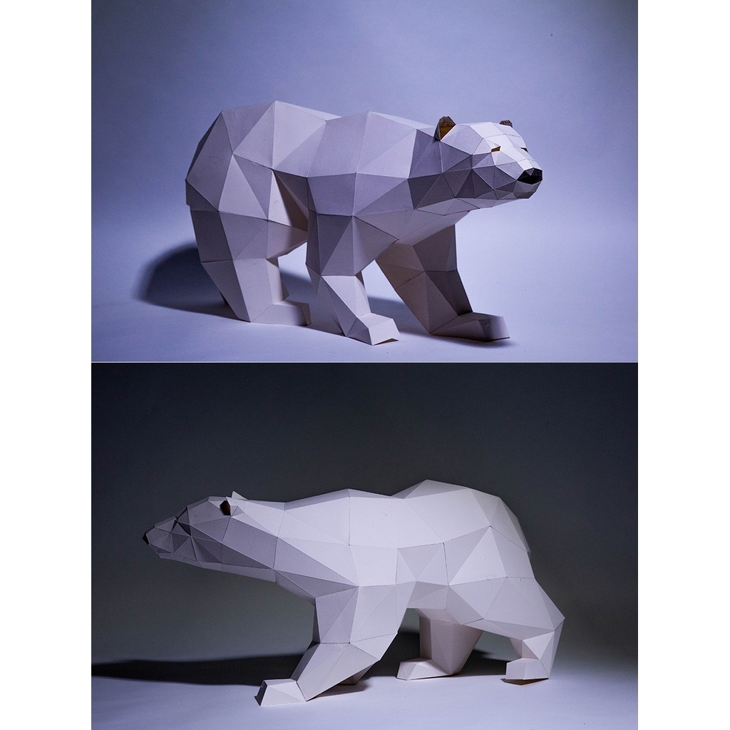 Three-Dimensional Paper Model KQ2 Polar Bear Paper Model Cardboard ...