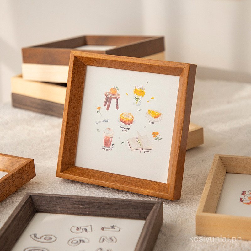 Oil Pastel Solid Wood Frame Display Stand Wall Hanging Square Artwork ...