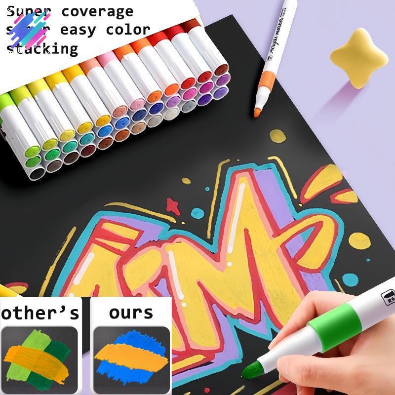 80-Color Acrylic Paint Marker - Waterproof Opaque for Kids Drawing ...