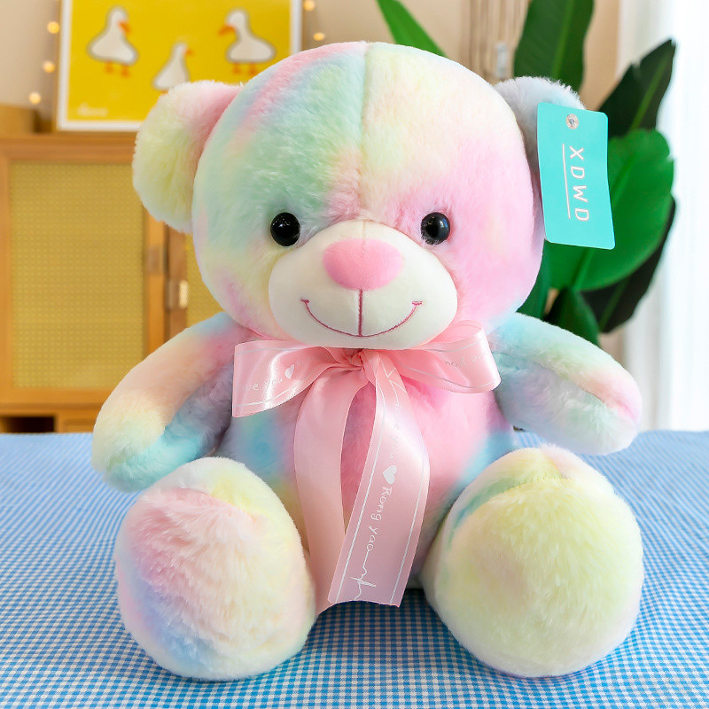 Rainbow Bear Plush Toy Colorful Stuffed Animal Large Plushie Cute Soft ...