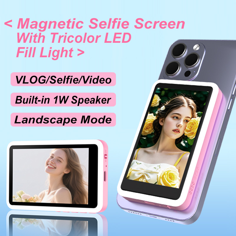Selfie Monitor with Fill Light Screen for iPhone And Android, Wireless ...