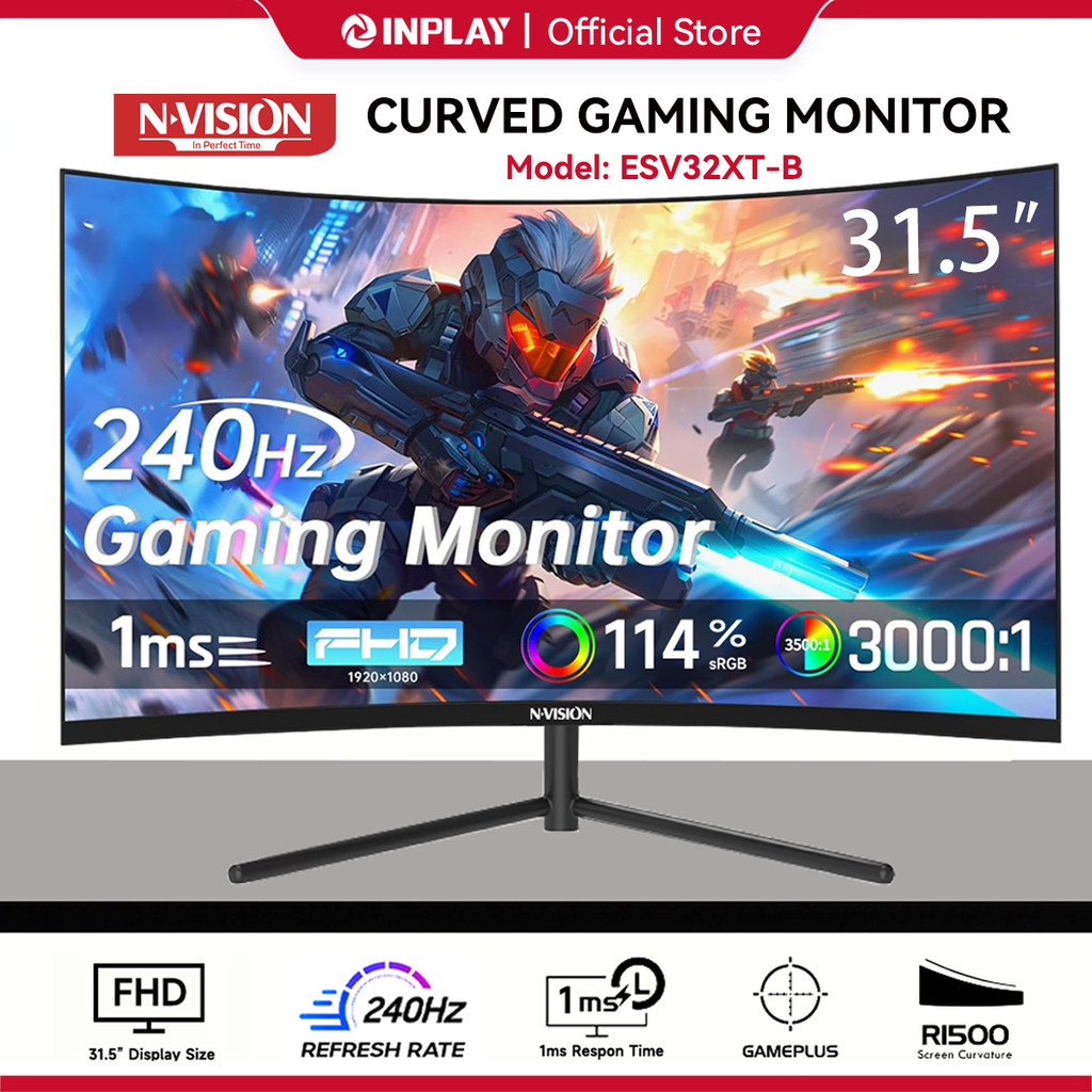 ^^Nvision 27/32 Inch 240HZ Curved Gaming Monitor FHD 1500R Frameless ...