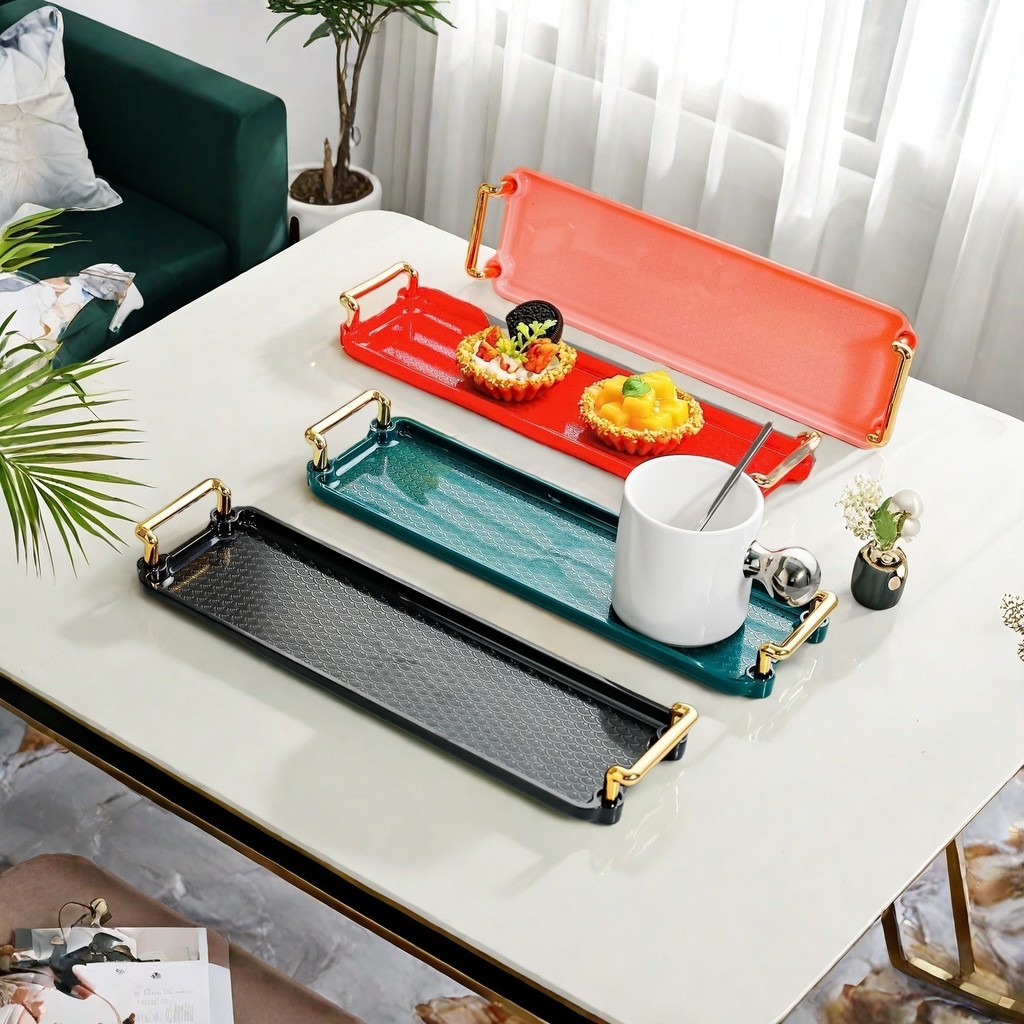 Household Tea Tray Light Luxury Tea Cup Kettle Storage Tray Anti-slip ...