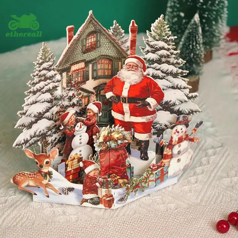 ETH 3D Christmas Card Night Before Christmas Scene With Santa, Reindeer ...