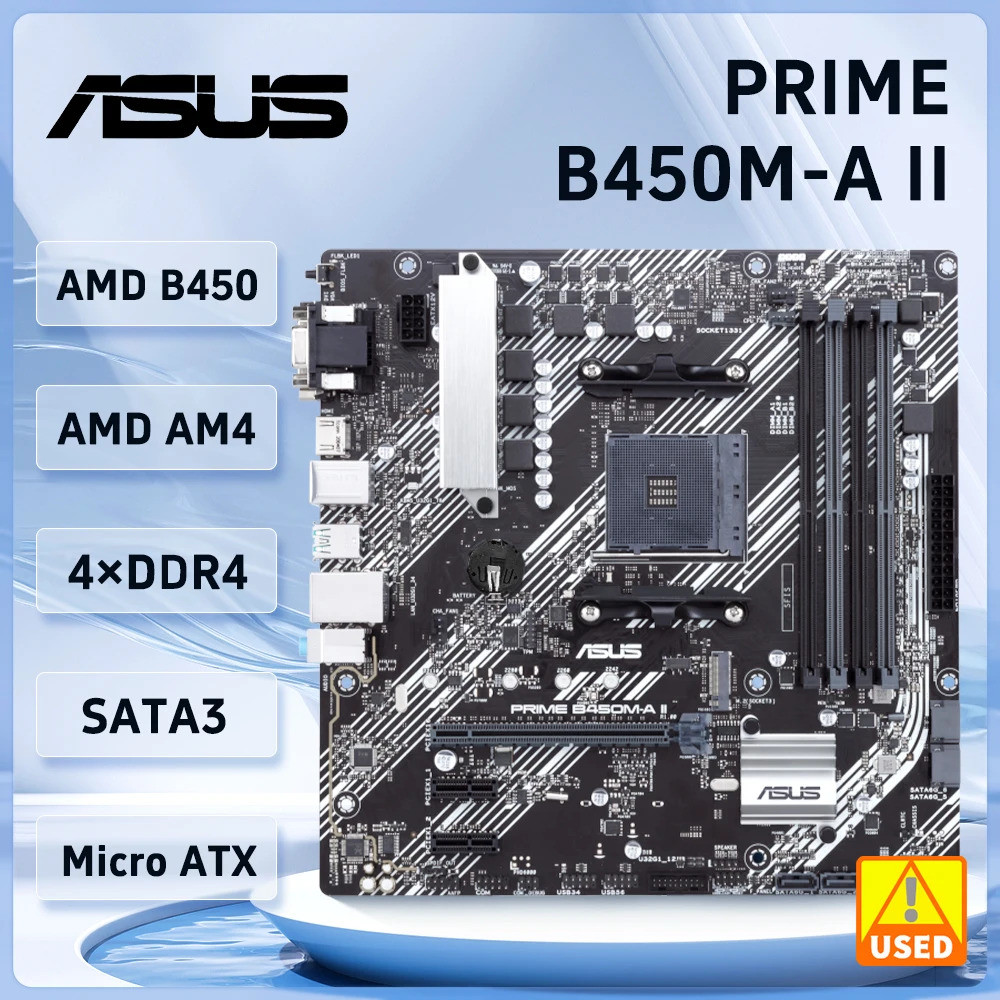 Asus Prime B450m-a Ii Motherboard Amd B450 Socket Am4 Support Ryzen 5 ...