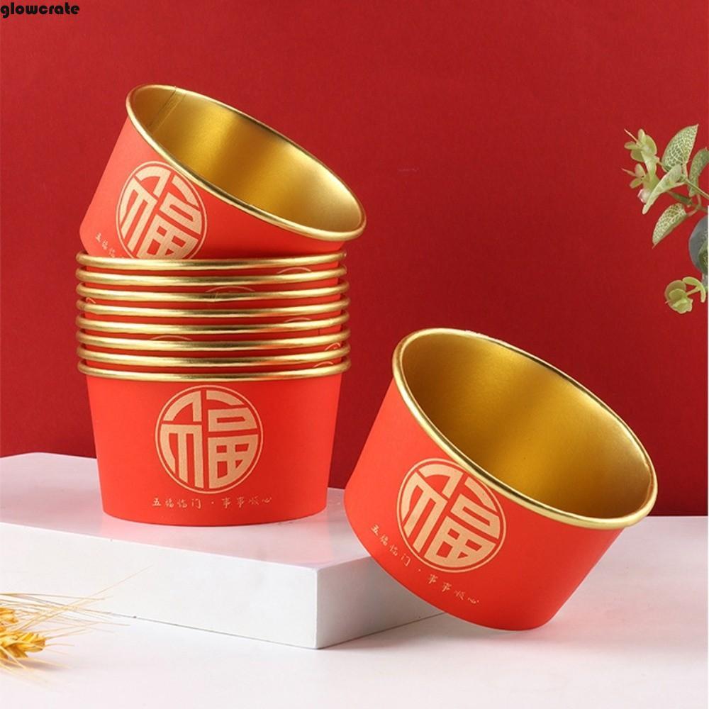 GLOWCRATE 20pcs Disposable Paper Bowls, Lucky Fu Words Thickened ...