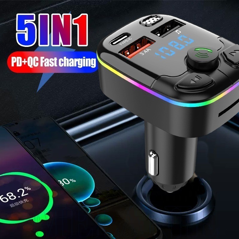 Bluetooth Car MP3 Player - Plug Play, Noise Reduction - USB C Multi ...