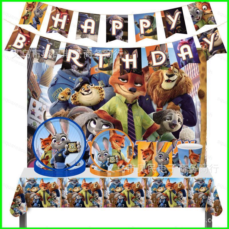 Zootopia Theme kids birthday party decorations plates napkins table ...