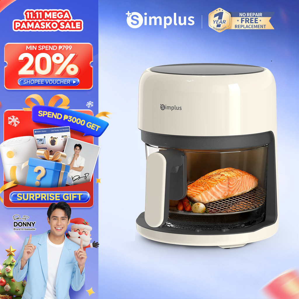 Simplus Air Fryer 3.5L Visual Glass Digital Touch Screen Fully ...