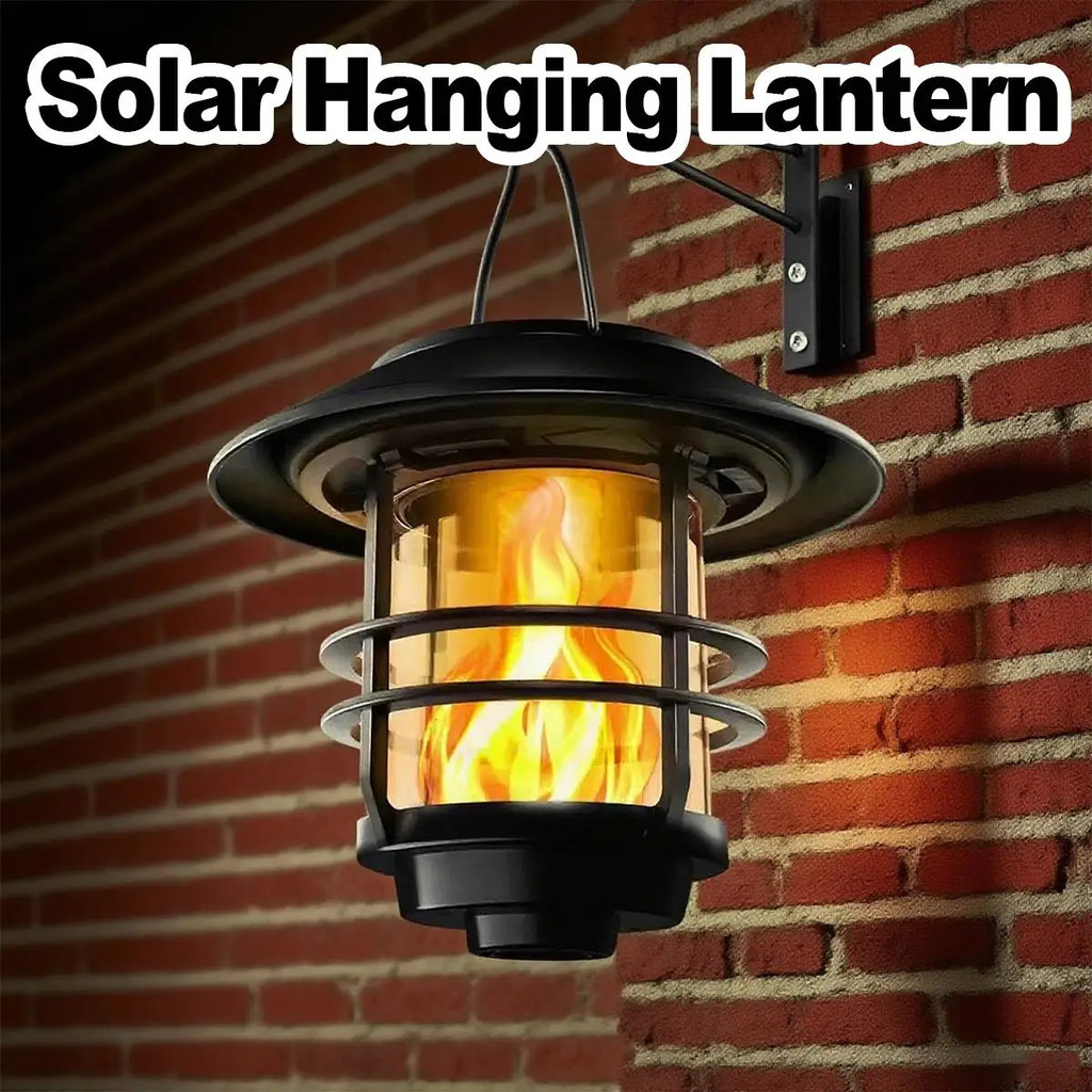 Solar Hanging Flickering Flames Led Lantern Lights Backyard Decor ...