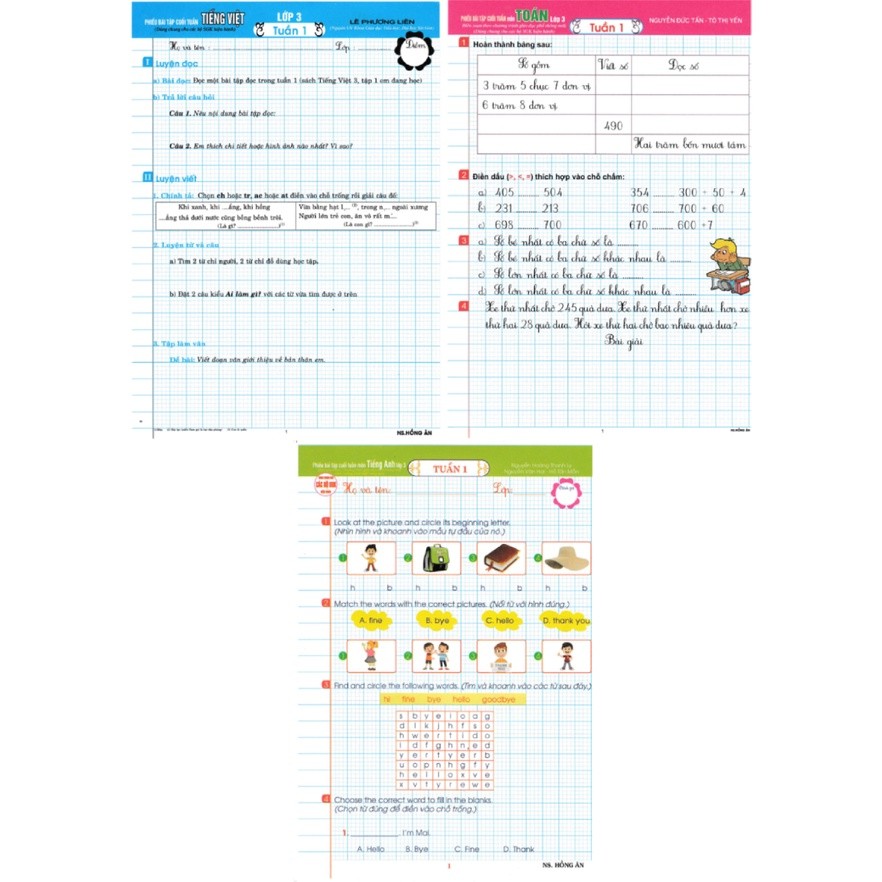 Book - end-of-week exercise sheet combo for math + Vietnamese + English ...