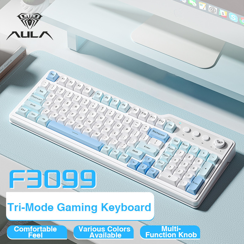 [YEAREND SALE] AULA F3099 99Key Membrane Keyboard Tri-Mode Wireless RGB ...