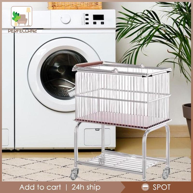 [Perfeclan2] 2 Tier Mobile Laundry Hamper Cart 2 in 1 Design 360 Swivel ...