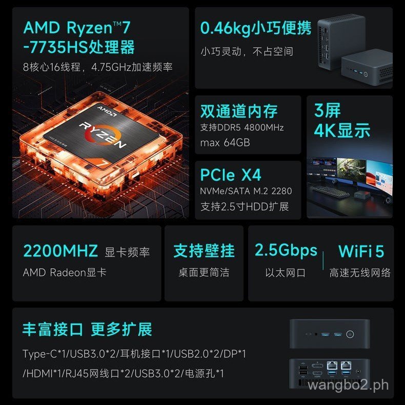 New AMD Ruilong R7/R9Eight-core processor dual network port mini PC ...