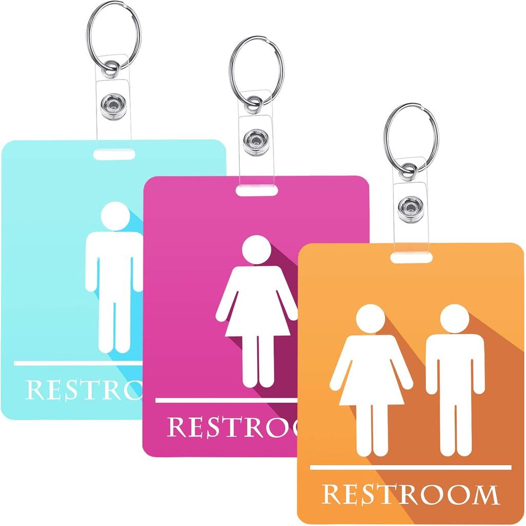 Outus Bathroom Pass Restroom Pass Keychain Restroom Keychain with Key ...