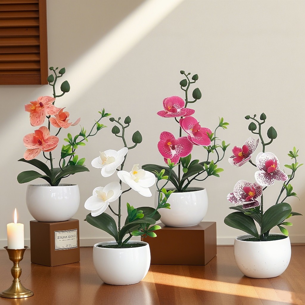 Artificial Butterfly Orchid Flower Pot Fake Plant Home Decor Aesthetic ...