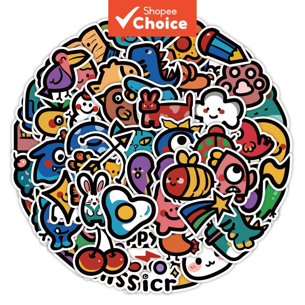 60-Piece Original Wacky Cartoon Stickers with Childlike Fun - DIY Decor ...