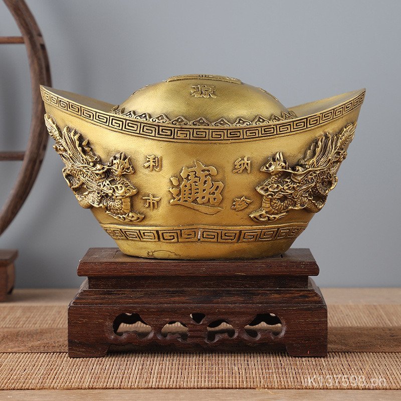 Ornament Solid Ingot Wealth and Prosperity Copper Ingot Brass God of ...